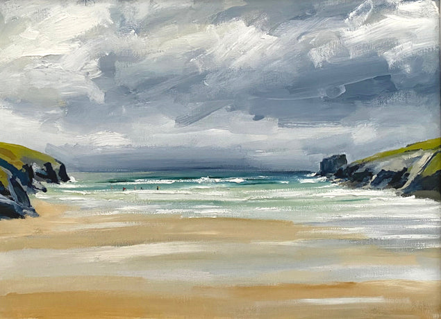 "Proper Cornish Summer Weather at Porthcothan" - Original Painting ...