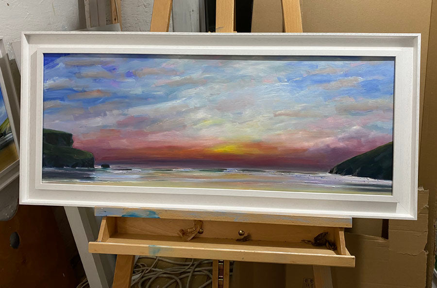 "Mawgan Porth Sunset" - Original Painting – Toby Ray Fine Art