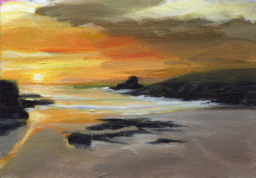 "Trevone Sunset" Fine Art Print – Toby Ray Fine Art