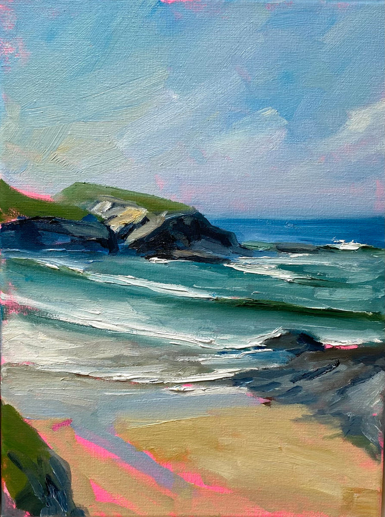 "Moody Treyarnon Bay" - Original Oil Painting – Toby Ray Fine Art