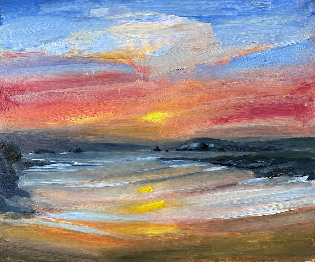 "Classic Treyarnon Sunset" - Original Painting – Toby Ray Fine Art
