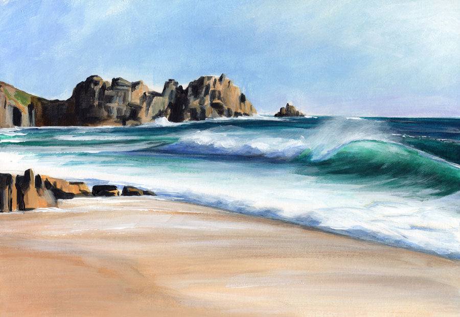 "Porthcurno Shorebreak" Fine Art Print-toby ray – Toby Ray Fine Art