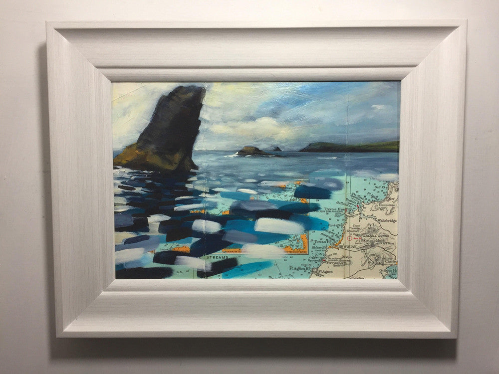 Original Painting on Map - "The Stack" by Cornish Artist Toby Ray ...